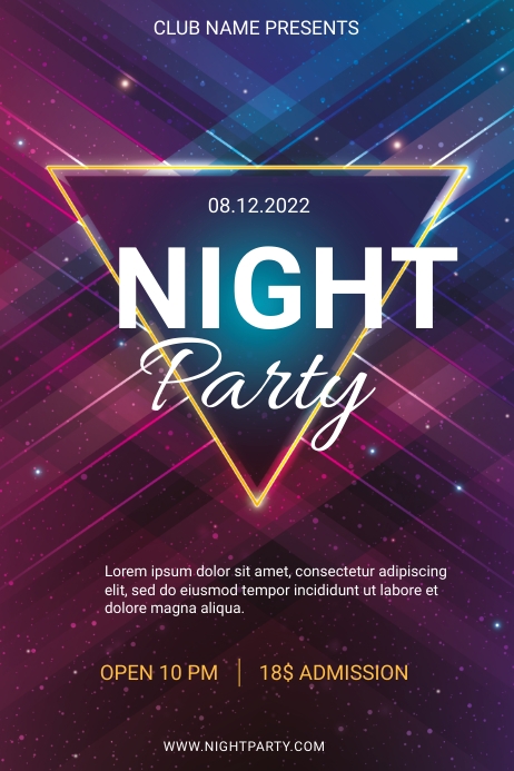 NIGHT PARTY POSTER TEMPLATE | PosterMyWall