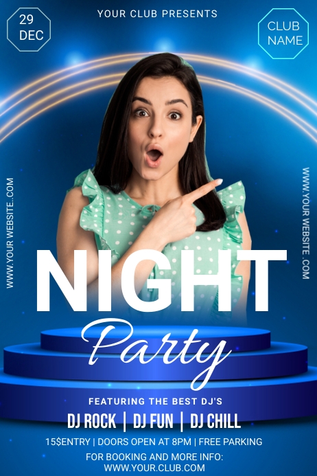 NIGHT PARTY POSTER TEMPLATE | PosterMyWall