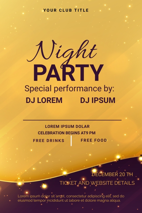 NIGHT PARTY POSTER TEMPLATE | PosterMyWall