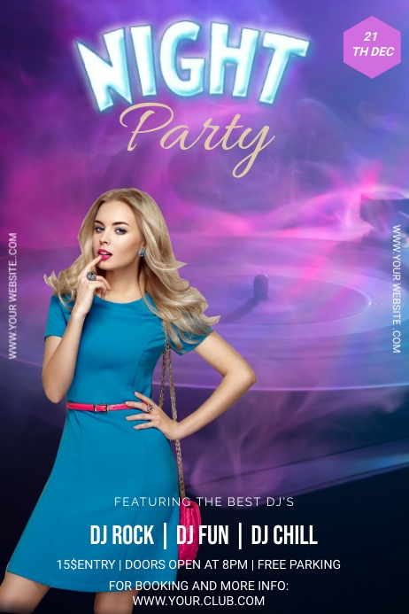 NIGHT PARTY POSTER TEMPLATE | PosterMyWall