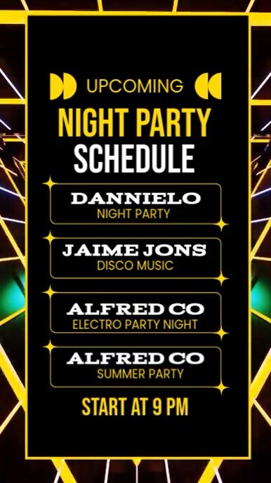 Night Party Schedule Template | PosterMyWall
