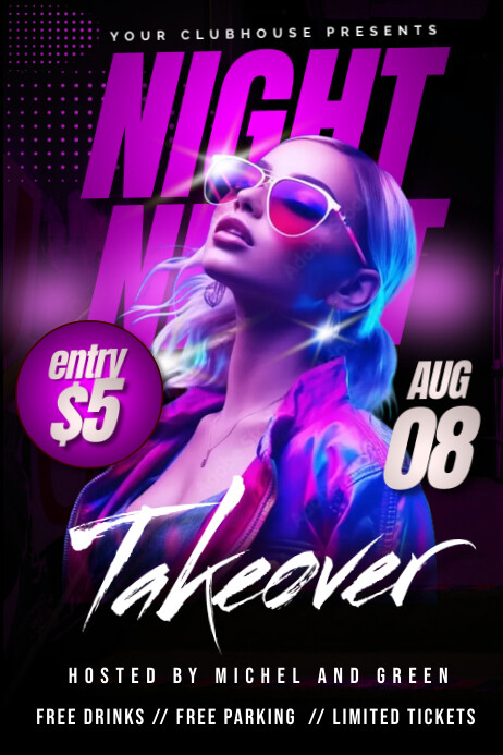 NIGHT PARTY TAKEOVER Template | PosterMyWall