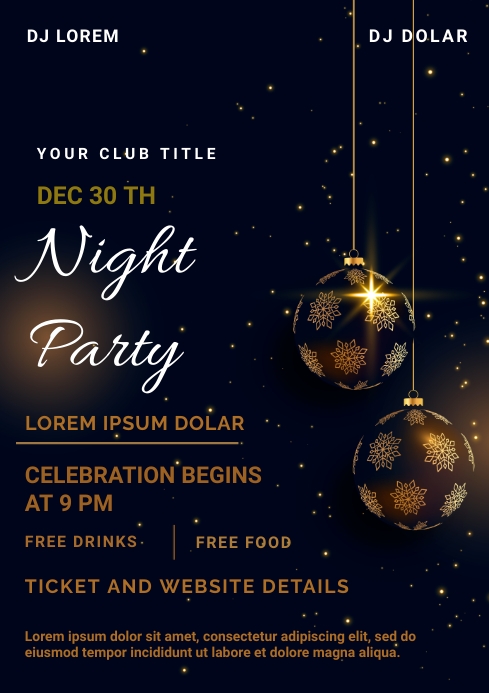 NIGHT PARTY TEMPLATE | PosterMyWall