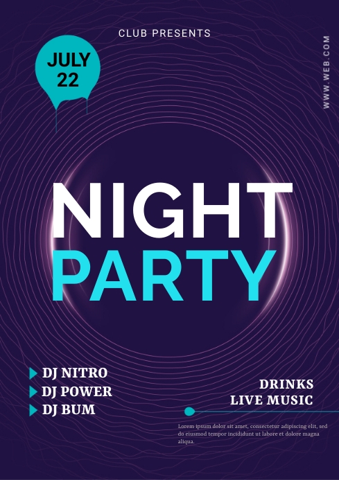 NIGHT PARTY TEMPLATE | PosterMyWall