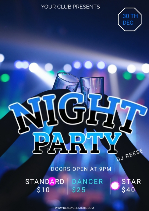 NIGHT PARTY TEMPLATE | PosterMyWall