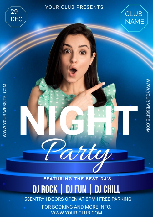 NIGHT PARTY TEMPLATE | PosterMyWall