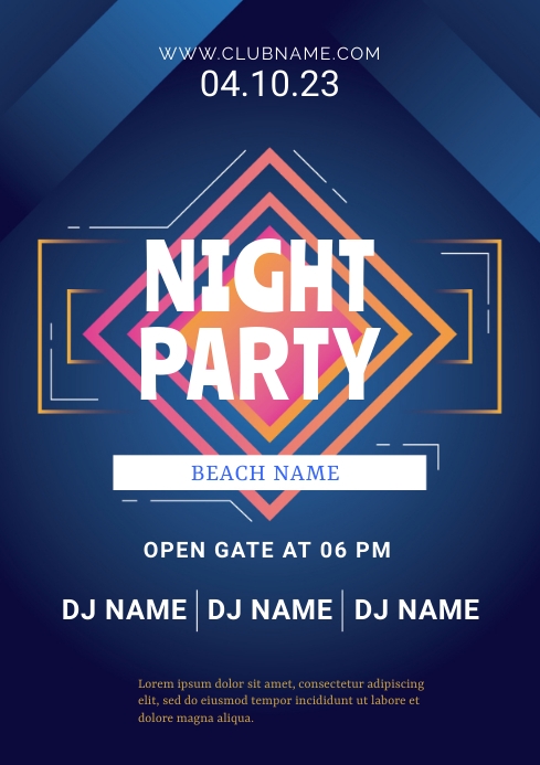 NIGHT PARTY TEMPLATE | PosterMyWall