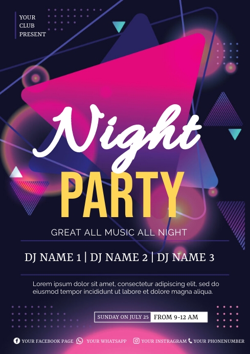 NIGHT PARTY TEMPLATE | PosterMyWall