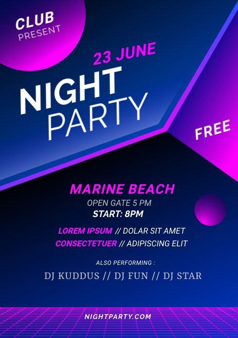NIGHT PARTY TEMPLATE | PosterMyWall