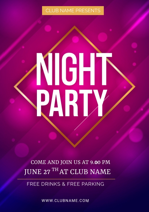 NIGHT PARTY TEMPLATE | PosterMyWall