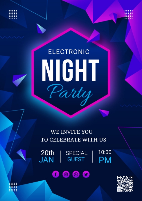 NIGHT PARTY TEMPLATE | PosterMyWall