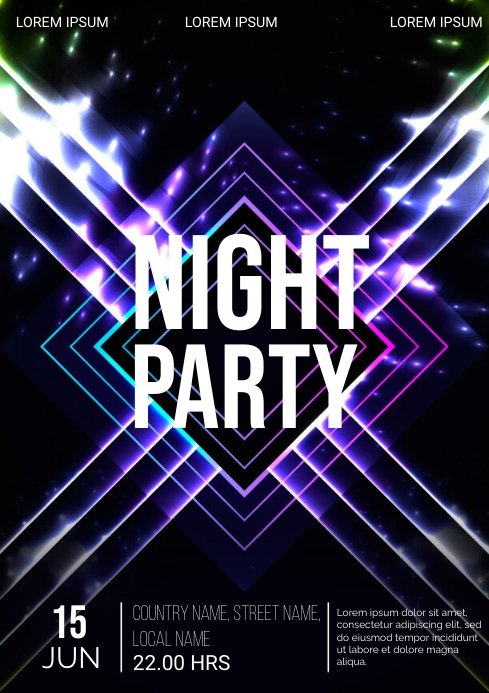 NIGHT PARTY TEMPLATE | PosterMyWall