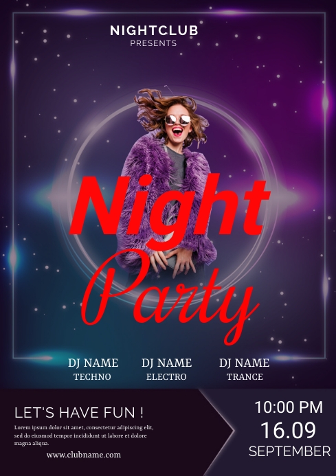 NIGHT PARTY TEMPLATE | PosterMyWall
