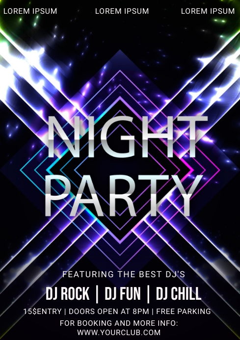 NIGHT PARTY TEMPLATE | PosterMyWall