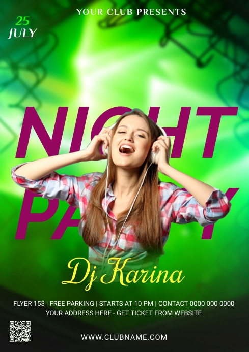 NIGHT PARTY TEMPLATE | PosterMyWall