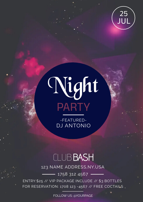 NIGHT PARTY TEMPLATE | PosterMyWall