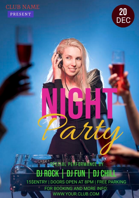 NIGHT PARTY TEMPLATE | PosterMyWall