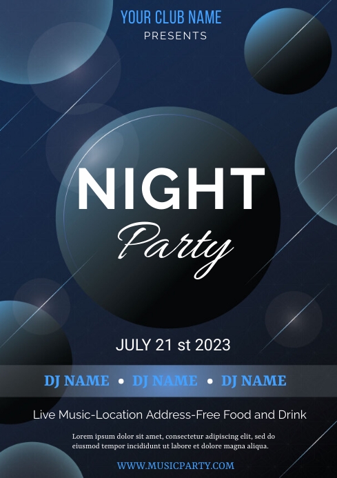 NIGHT PARTY TEMPLATE | PosterMyWall