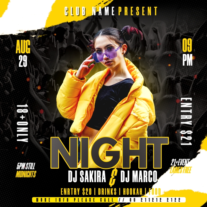 Night Party Yellow Theme Template | PosterMyWall