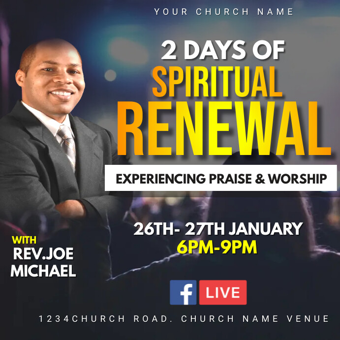 Night revival, church posters, church flyer Template | PosterMyWall
