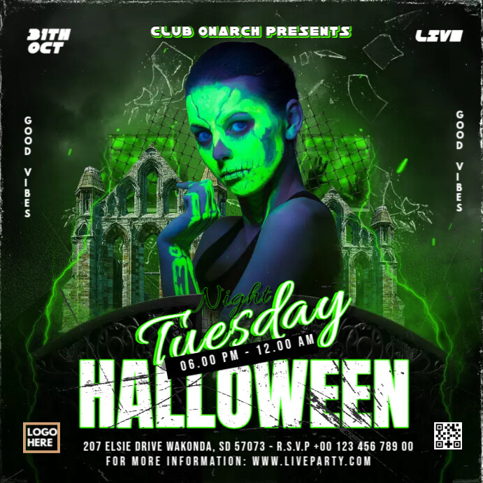 Night Tuesday Halloween Ads Template | PosterMyWall