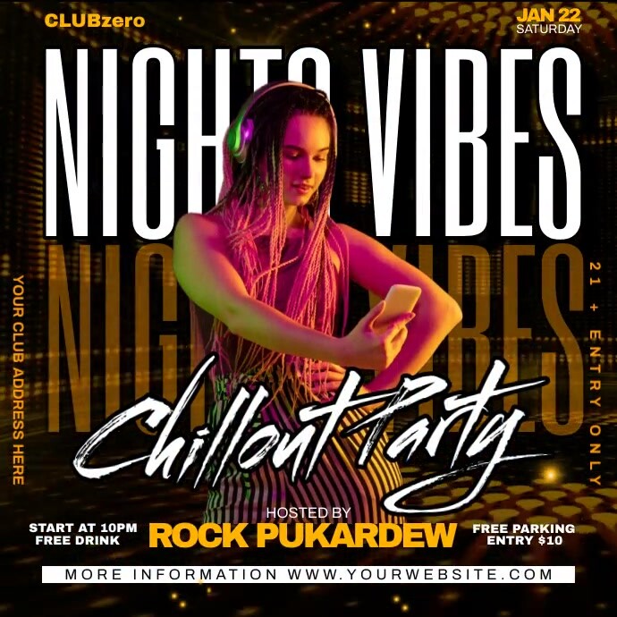 night vibes chillout party Template | PosterMyWall