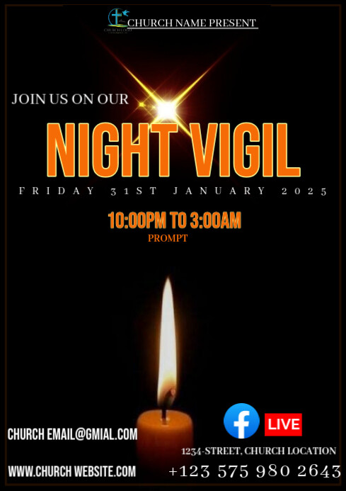 Night vigil Template | PosterMyWall