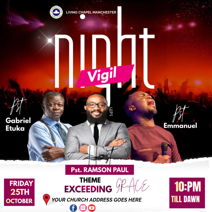 NIGHT VIGIL SERVICE (1) Template | PosterMyWall