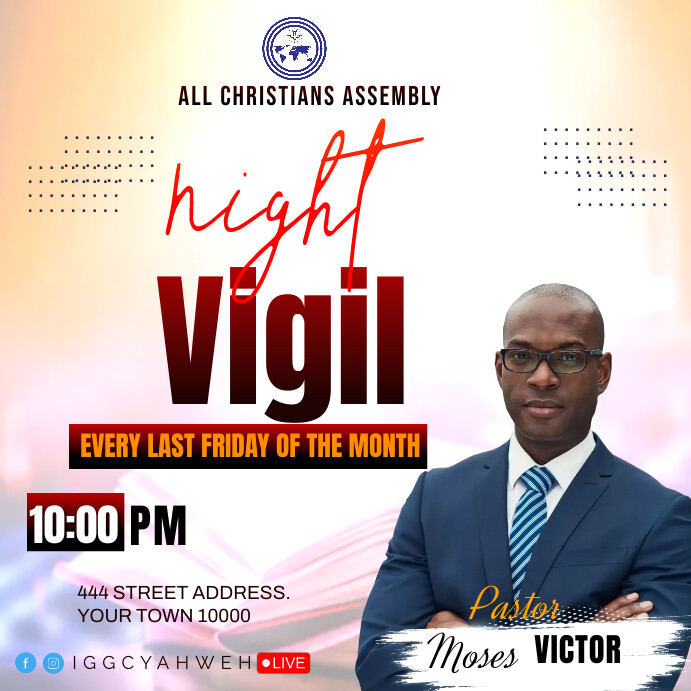 Plantilla de NIGHT VIGIL SERVICE | PosterMyWall