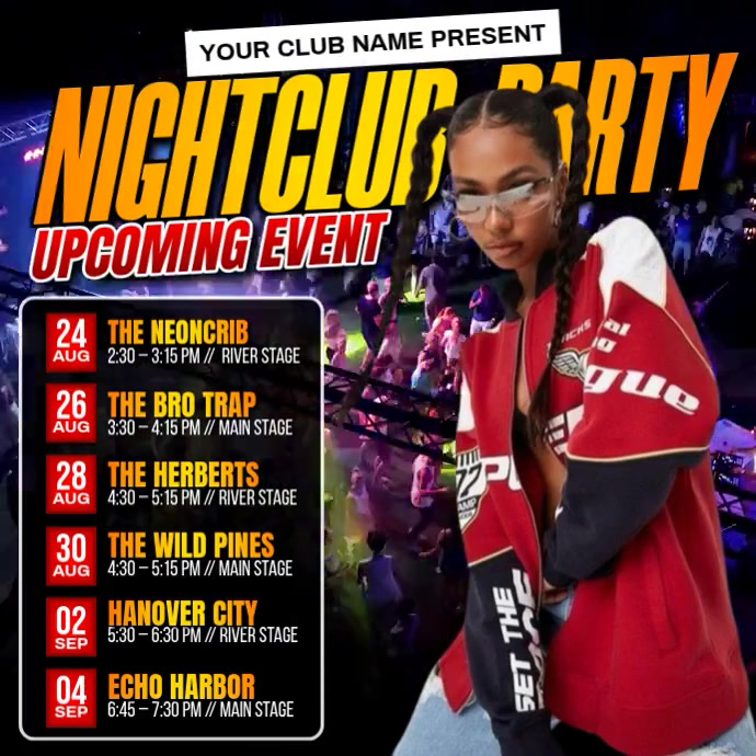 Nightclub Party Schedule Template | PosterMyWall