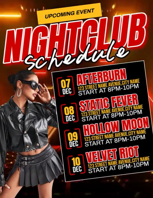 Nightclub Schedule Ads Template | PosterMyWall