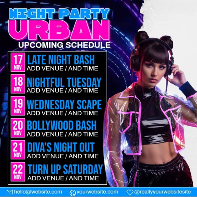 Nightclub Schedule Template | PosterMyWall