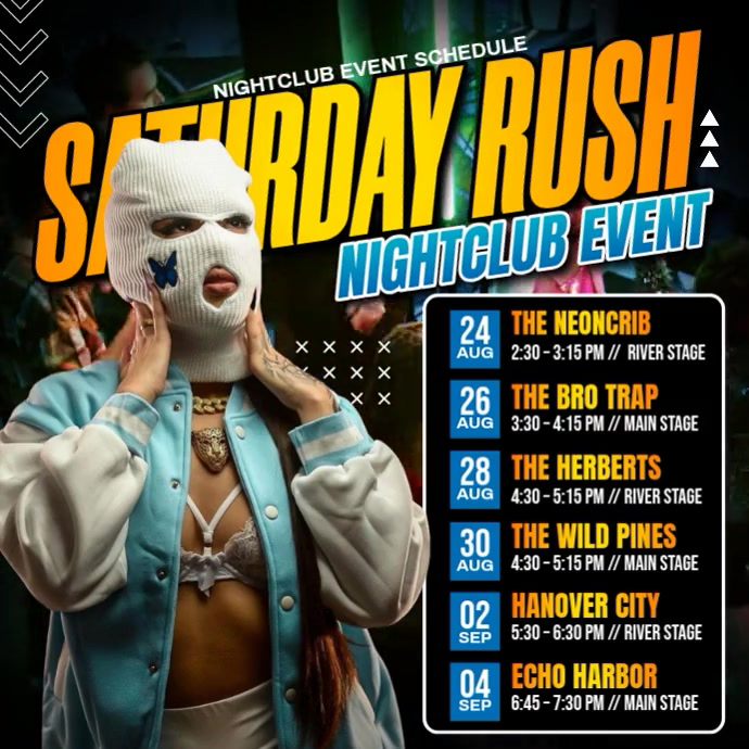 Nightclub Schedule Party Template | PosterMyWall