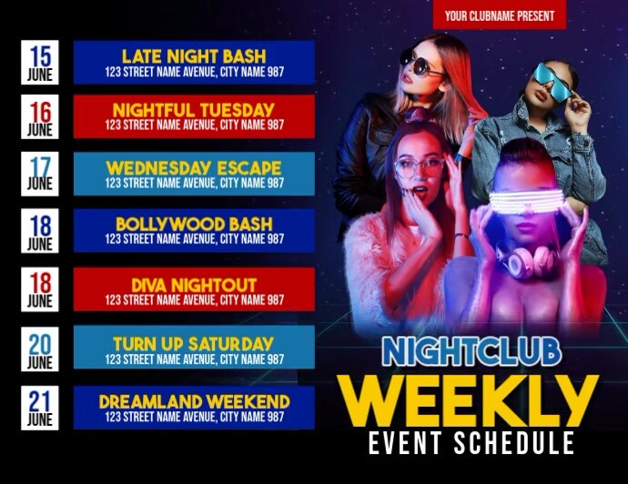 Nightclub Schedule Template | PosterMyWall