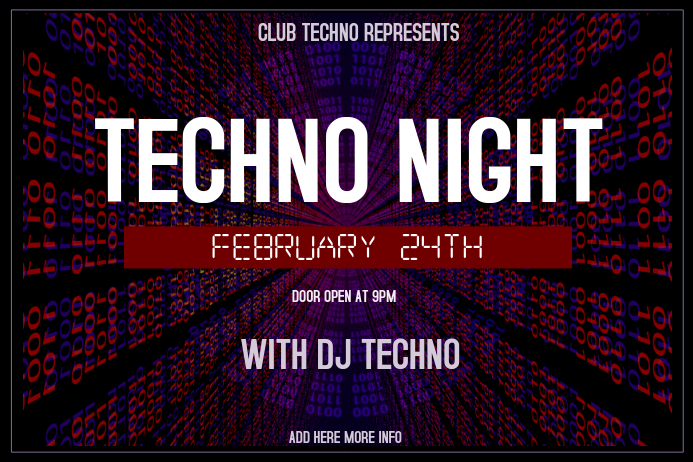 nightclub techno night poster template lanscape | PosterMyWall