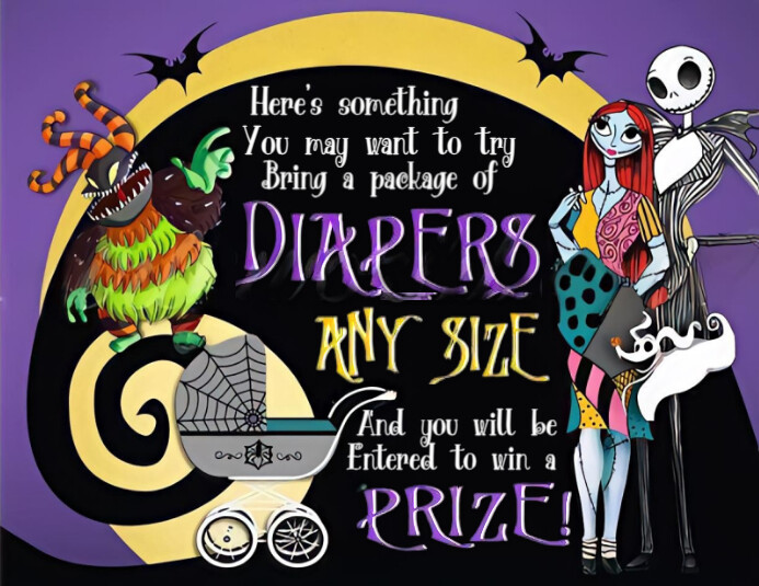 Plantilla de Nightmare Before Christmas Diaper Raffle Card – Spooky ...