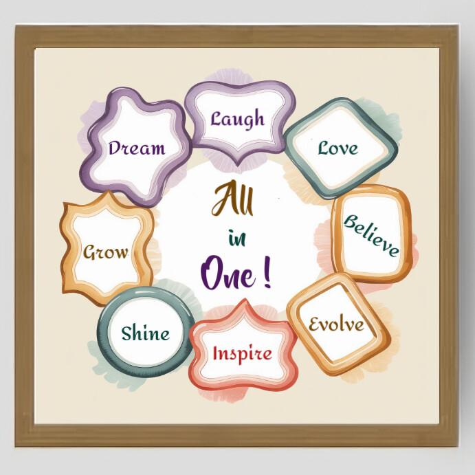 Plantilla de Nine Inspirational words wall frame | PosterMyWall