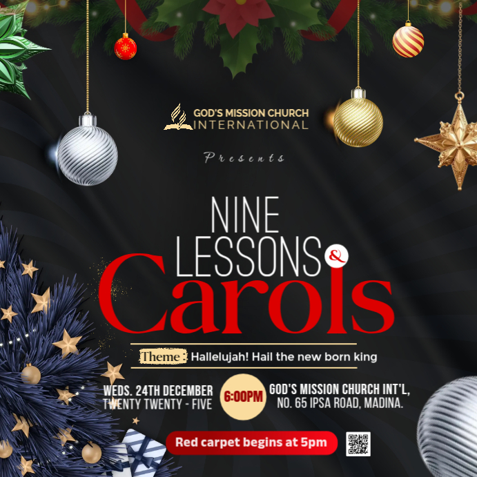 Plantilla de Nine Lessons And Carols Service Design Template Instagram Post | PosterMyWall