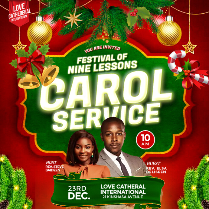 Copy of Nine Lessons Carol Service Church Event Flyer | PosterMyWall