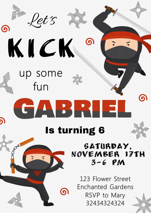 Ninja Birthday Invitation Template | PosterMyWall