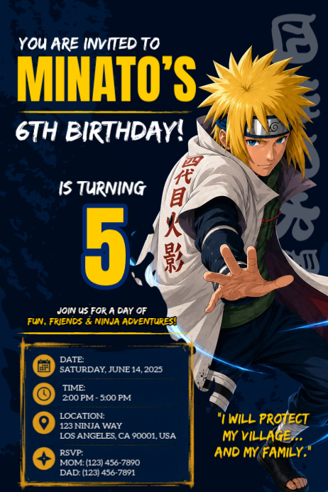 Ninja Birthday Party Posters Template | PosterMyWall