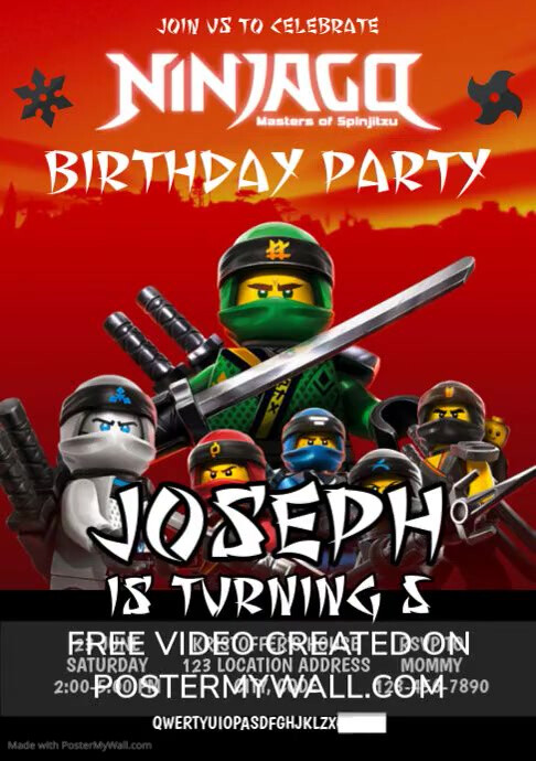Ninjago Birthday Invitation Template Lego | PosterMyWall