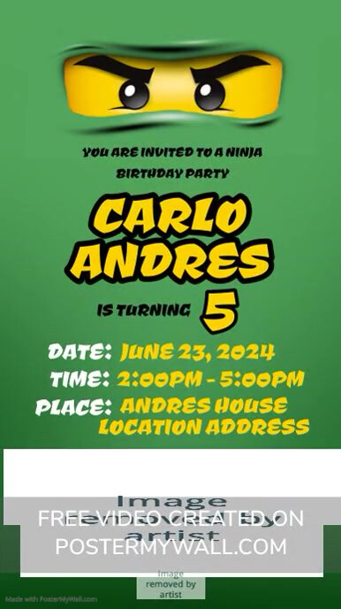 Copy of ninjago lego birthday invitation template A4 | PosterMyWall