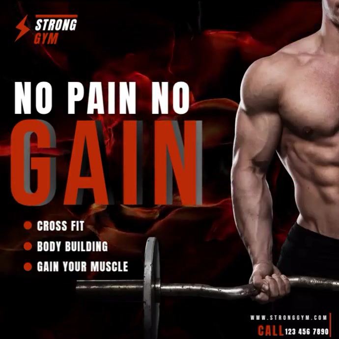 No Pain No Gain Template | PosterMyWall