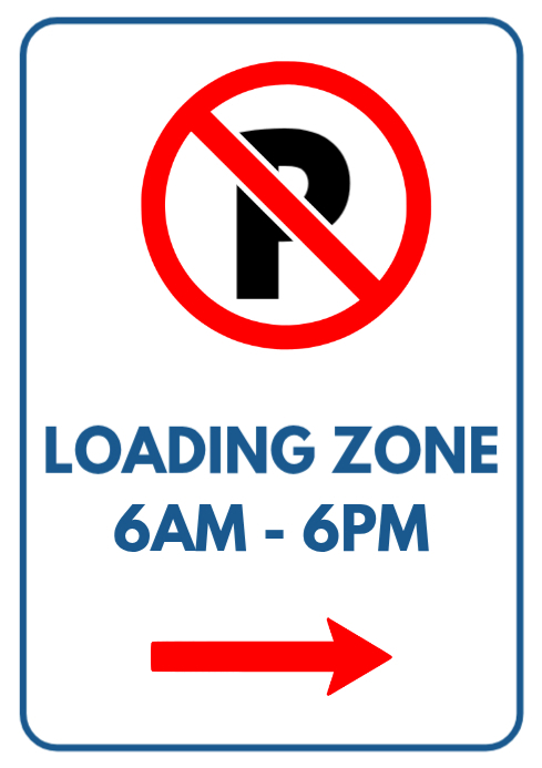 No Parking Loading Zone Sign timing Directional Arrow Traffic Safety ...
