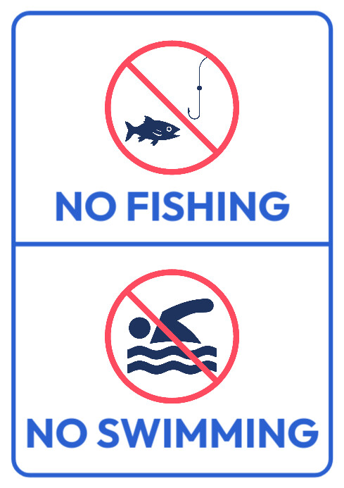 Modèle No swimming no fishing warning caution sign board printable ...