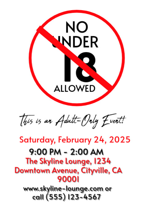 No under 18 allowed Template | PosterMyWall