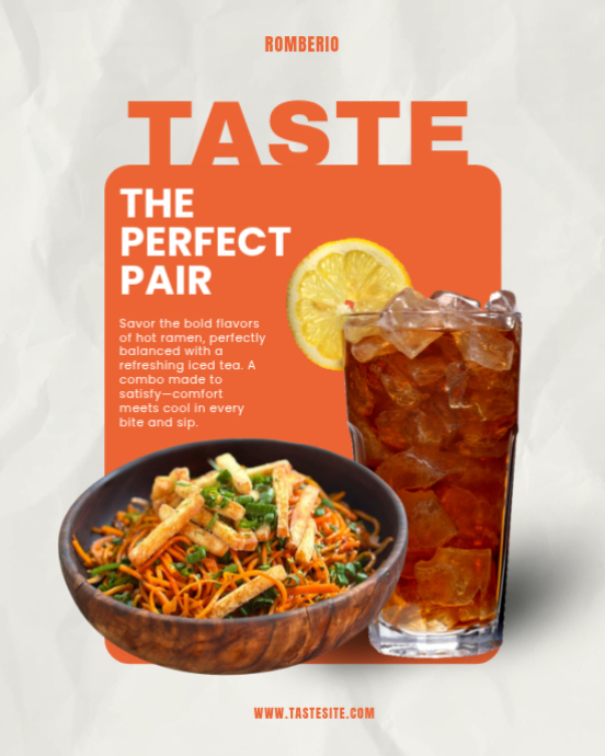 Plantilla de Noodle and Iced Tea Pairing Instagram Portrait | PosterMyWall
