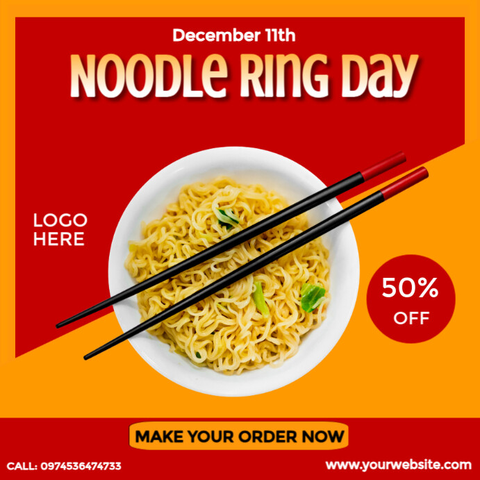 Plantilla de Noodle Ring Day | PosterMyWall