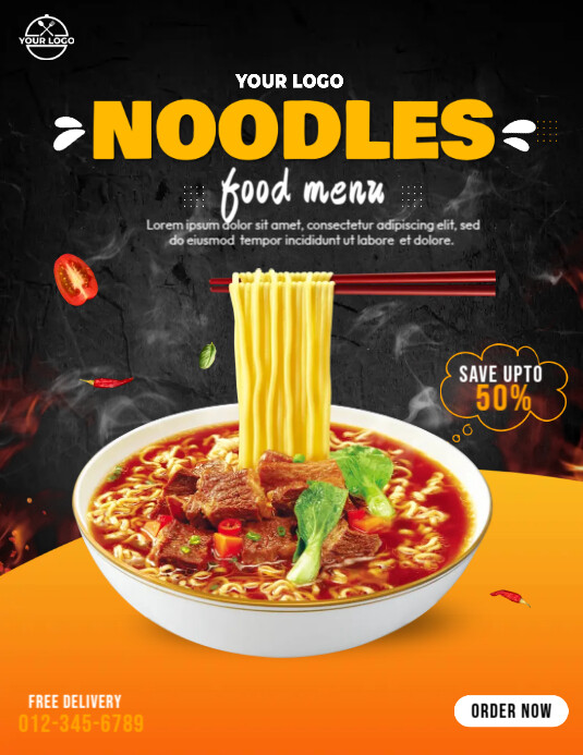 Plantilla de Noodles Food Menu | PosterMyWall
